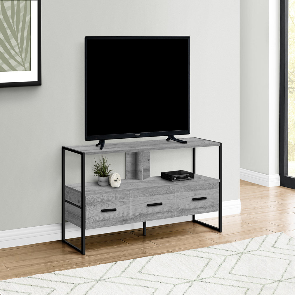 17 Stories Modern Laminate and Metal TV Stand with Storage Drawers ...