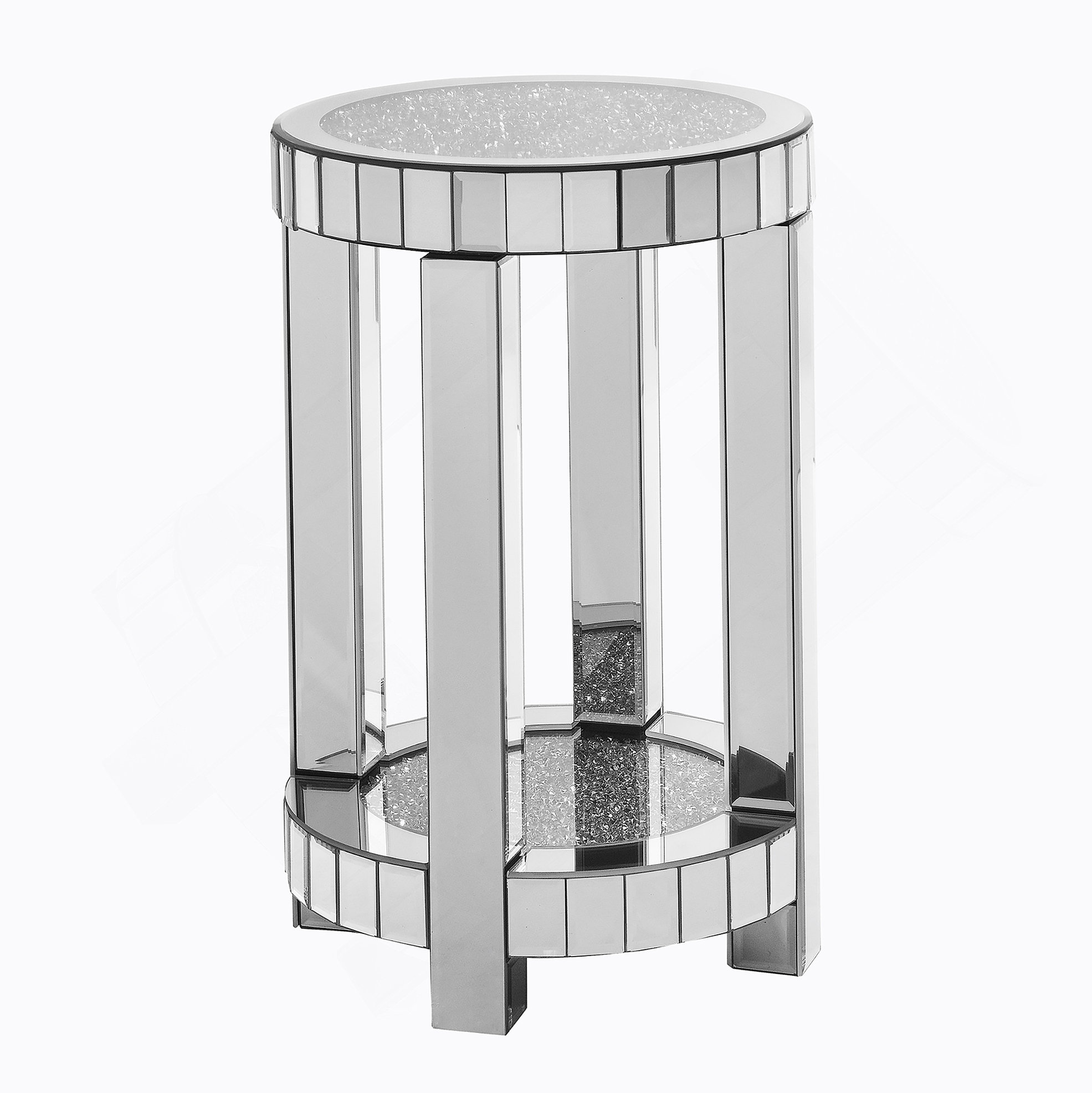 Everly Quinn Mirror round table with crystal inlay, 2-layer modern ...