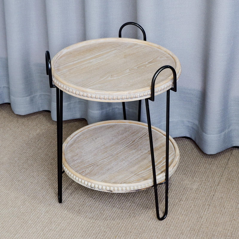 Ophelia & Co. Round End Table, 2 Tier Side Table, Wood Bedside Table ...