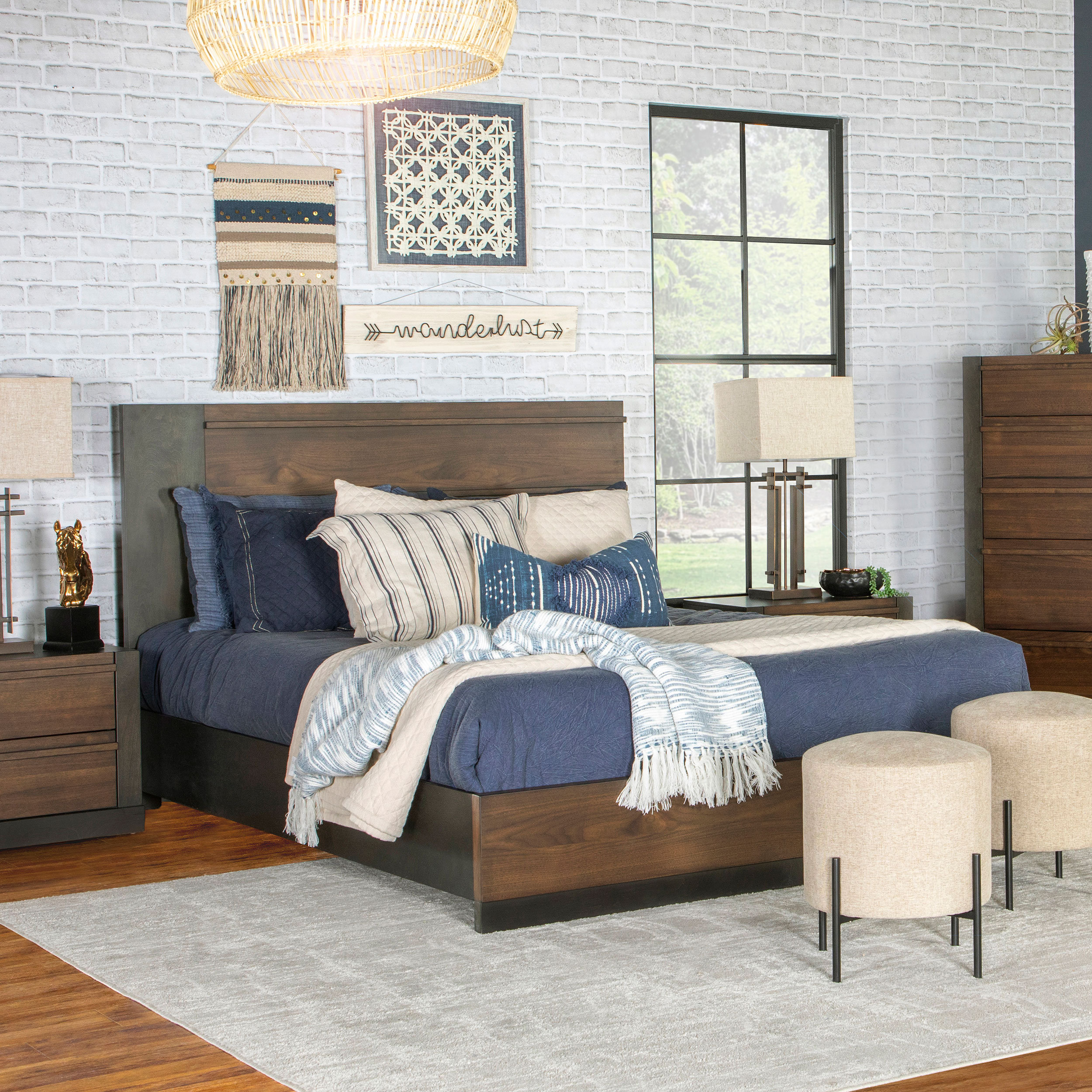 Kirby Kha Azalia Wood Panel Bed Walnut | Wayfair