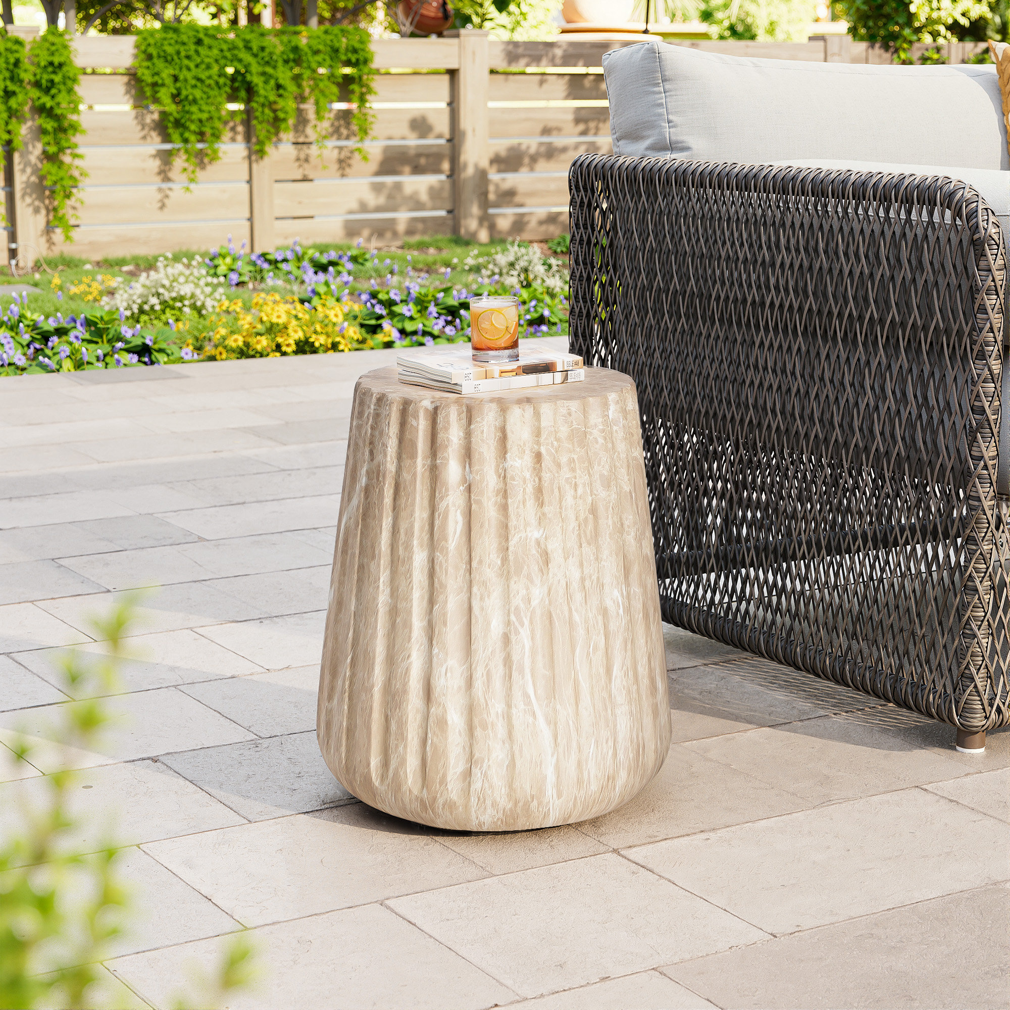 NFusion Shepard Outdoor Contemporary Pedestal Mgo Side Table - Wayfair ...