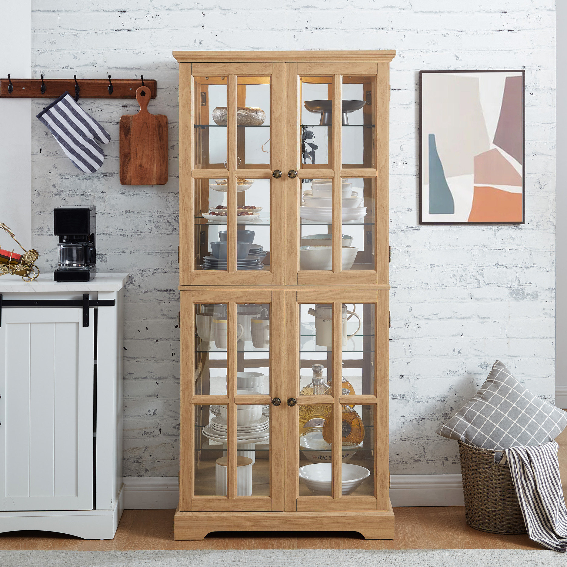 Latitude Run® Vintage Style Display Case With Adjustable Shelves And ...