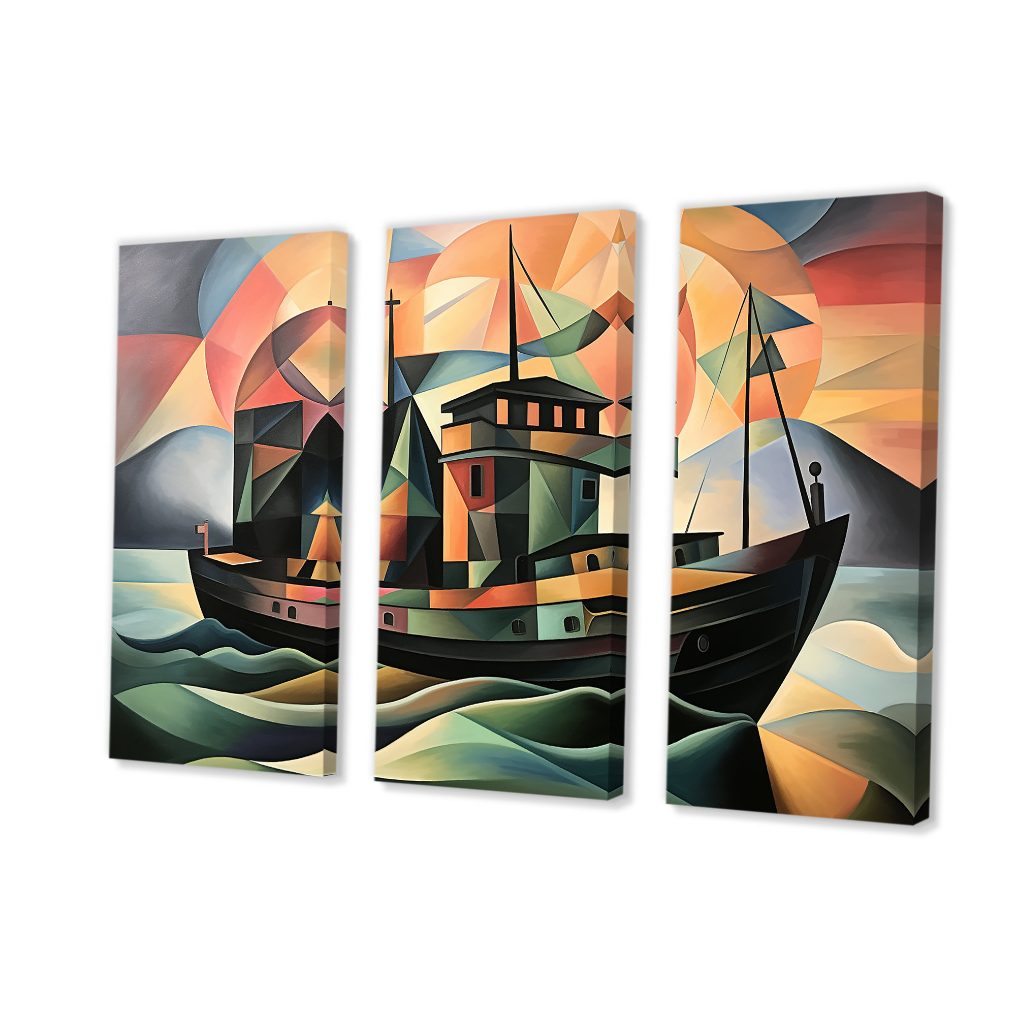 Breakwater Bay Cubist Cruise Boat - Coastal Boat Wall Art | Wayfair