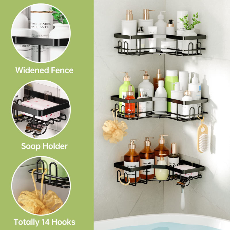 Rebrilliant 3 Pack Bathroom Shower Rack | Wayfair