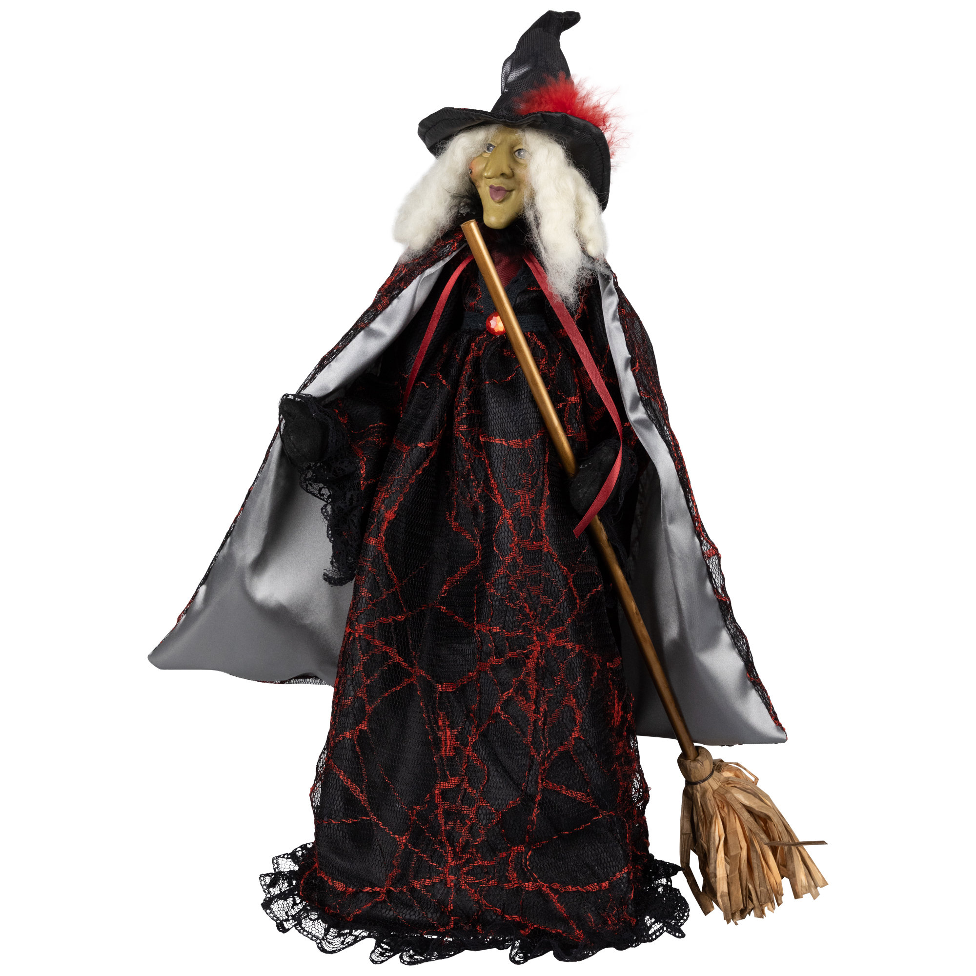 Northlight Seasonal Victorian Style Witch With Broom Halloween Figure ...