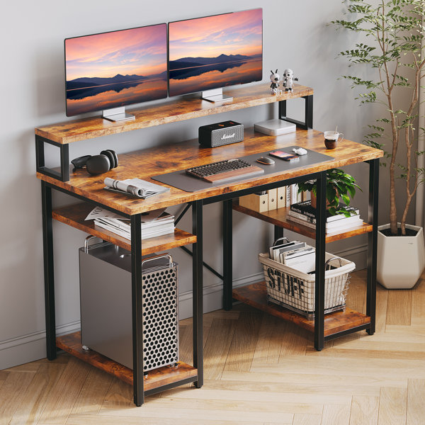 17 Stories Rukije 50cm W Rectangular Computer Desk With Monitor Stand ...