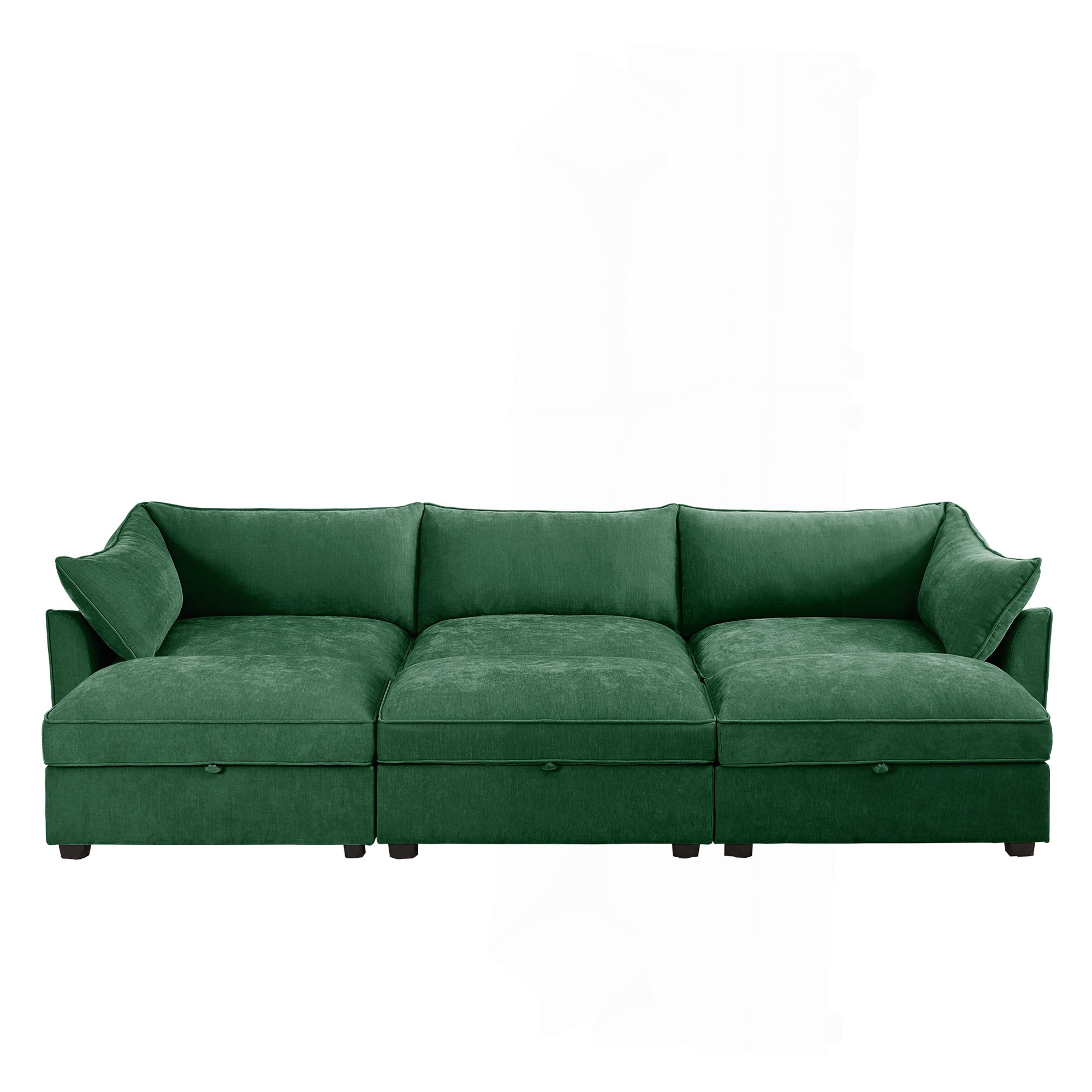 Latitude Run® 3 Seater Sofa With 3 Ottomans, Wide And Deep Seat 3-Seat ...