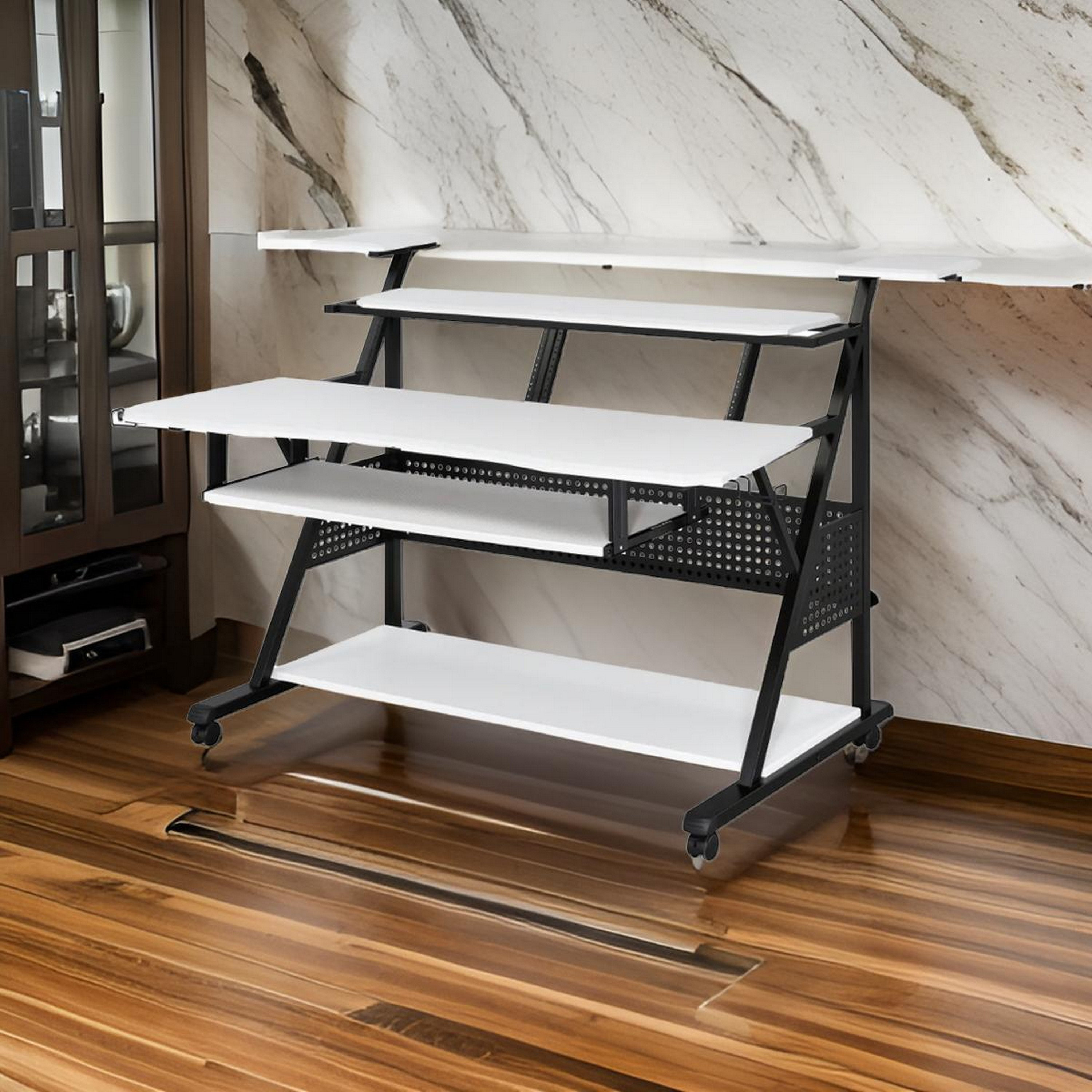 17 Stories Willow Music Desk with Keyboard Tray and Earphone Rack | Wayfair