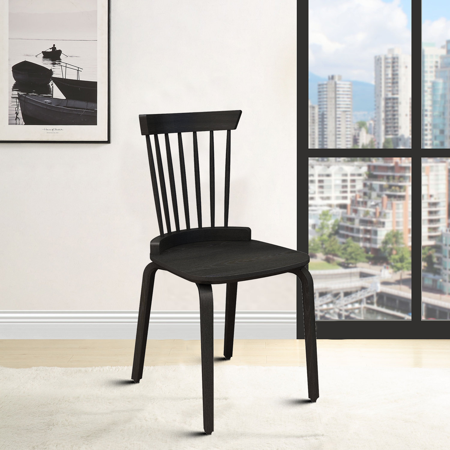 Corrigan Studio Londie Slat Back Side Chair Black | Wayfair