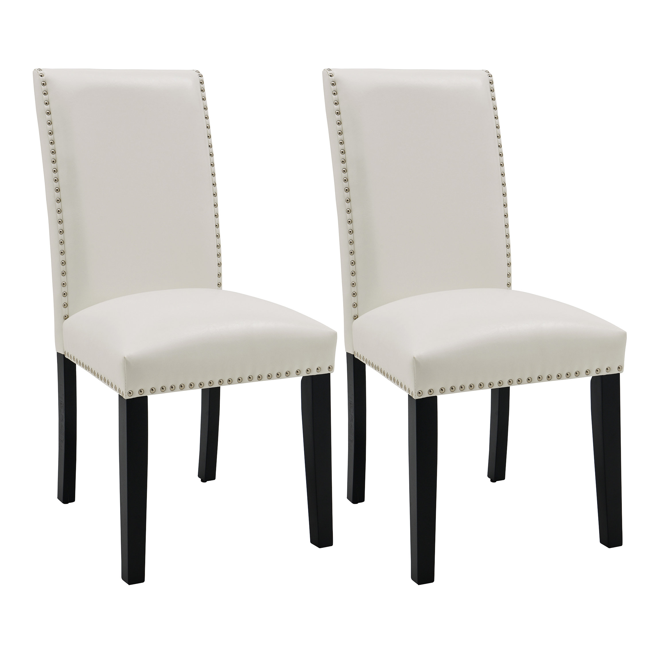 Winston Porter Nysir Faux Leather Parsons Dining Chairs with Nailhead ...