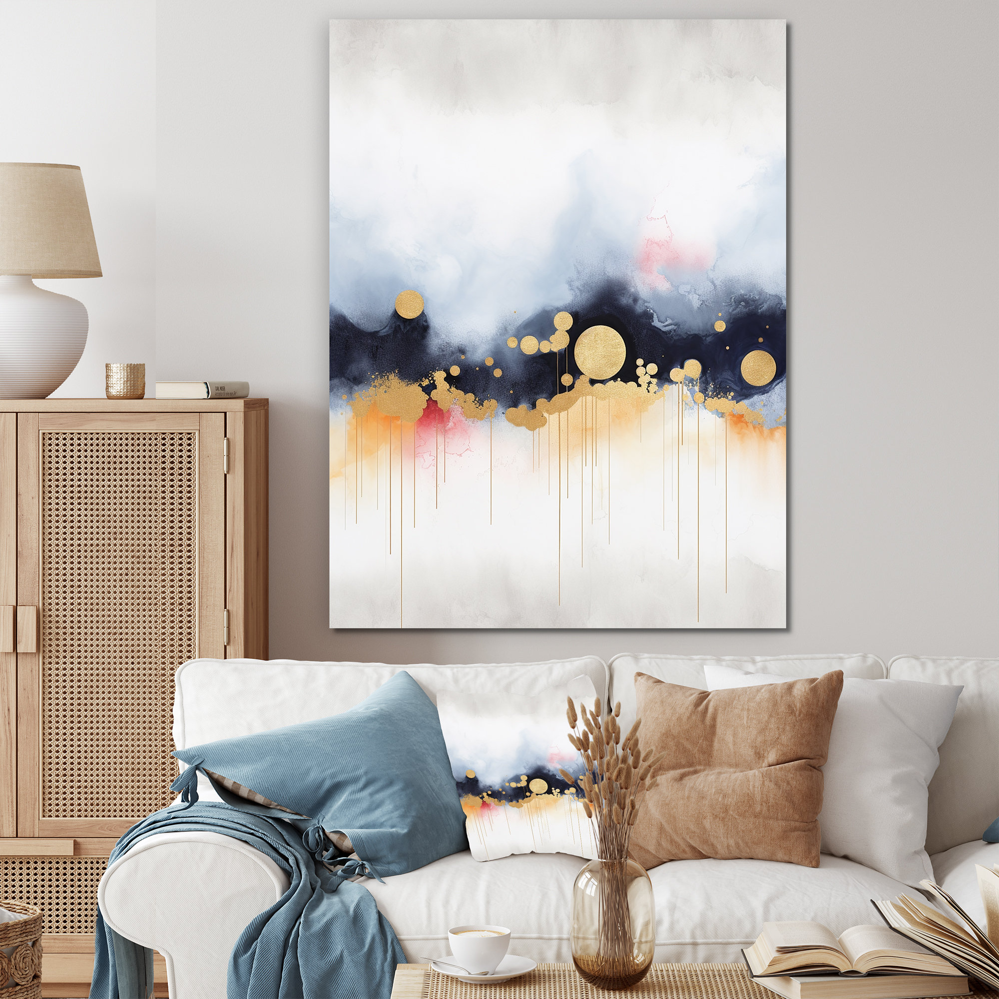 Latitude Run® Abstract Blue And Yellow Marble Waterfall IV - Abstract Shapes Wall Art | Wayfair