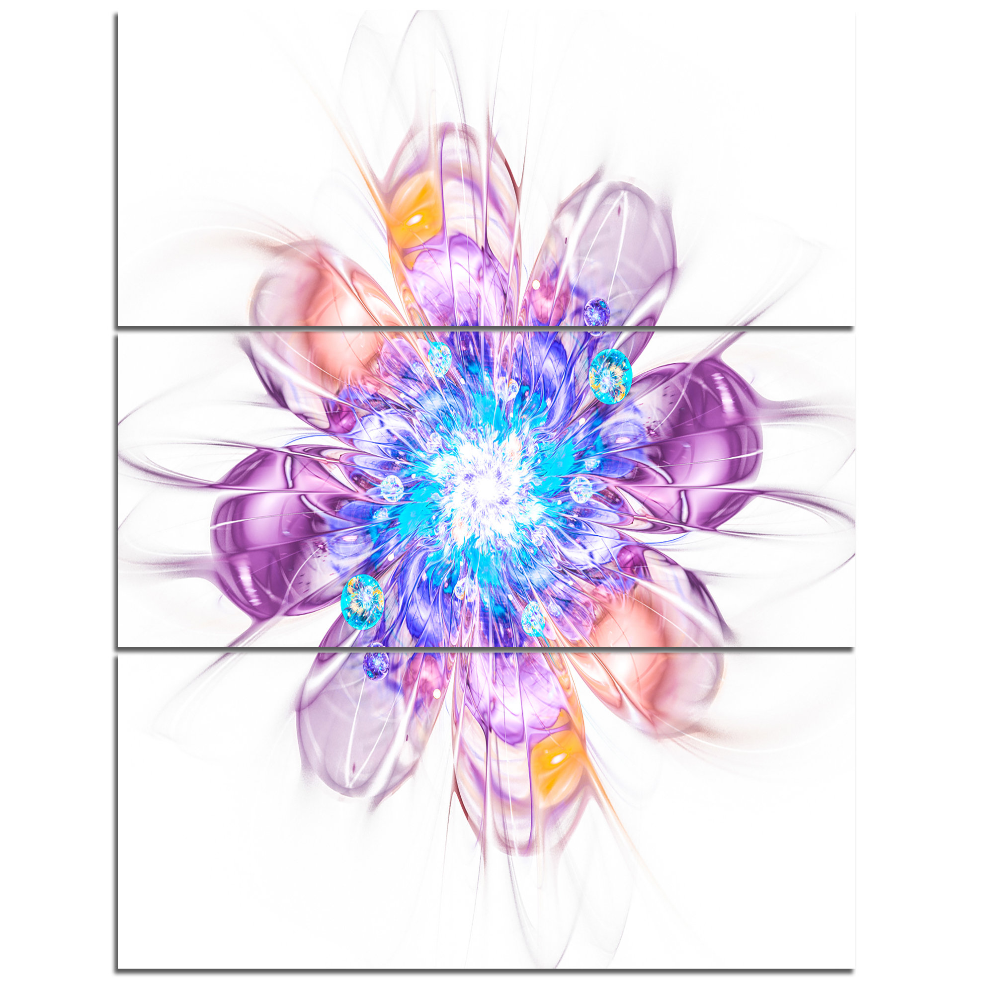 Design Art Perfect Fractal Flower in Multi Colors - 3 Piece Graphic Art ...