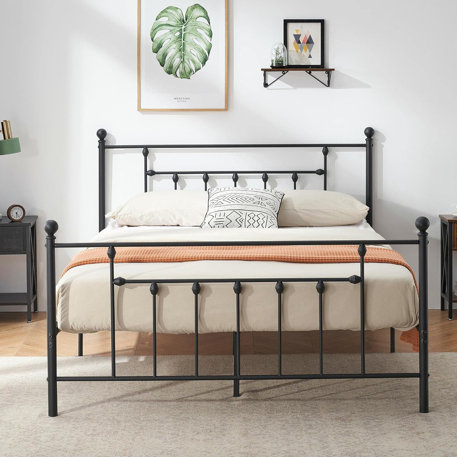 August Grove Queen Size Victorian Style Metal Platform Bed Frame With ...