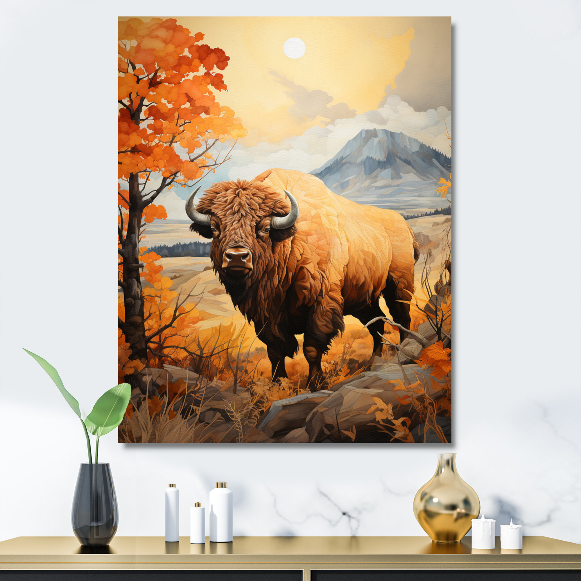 Millwood Pines Buffalo Majestic Bison Pastoral II - Animals Bison Wall ...
