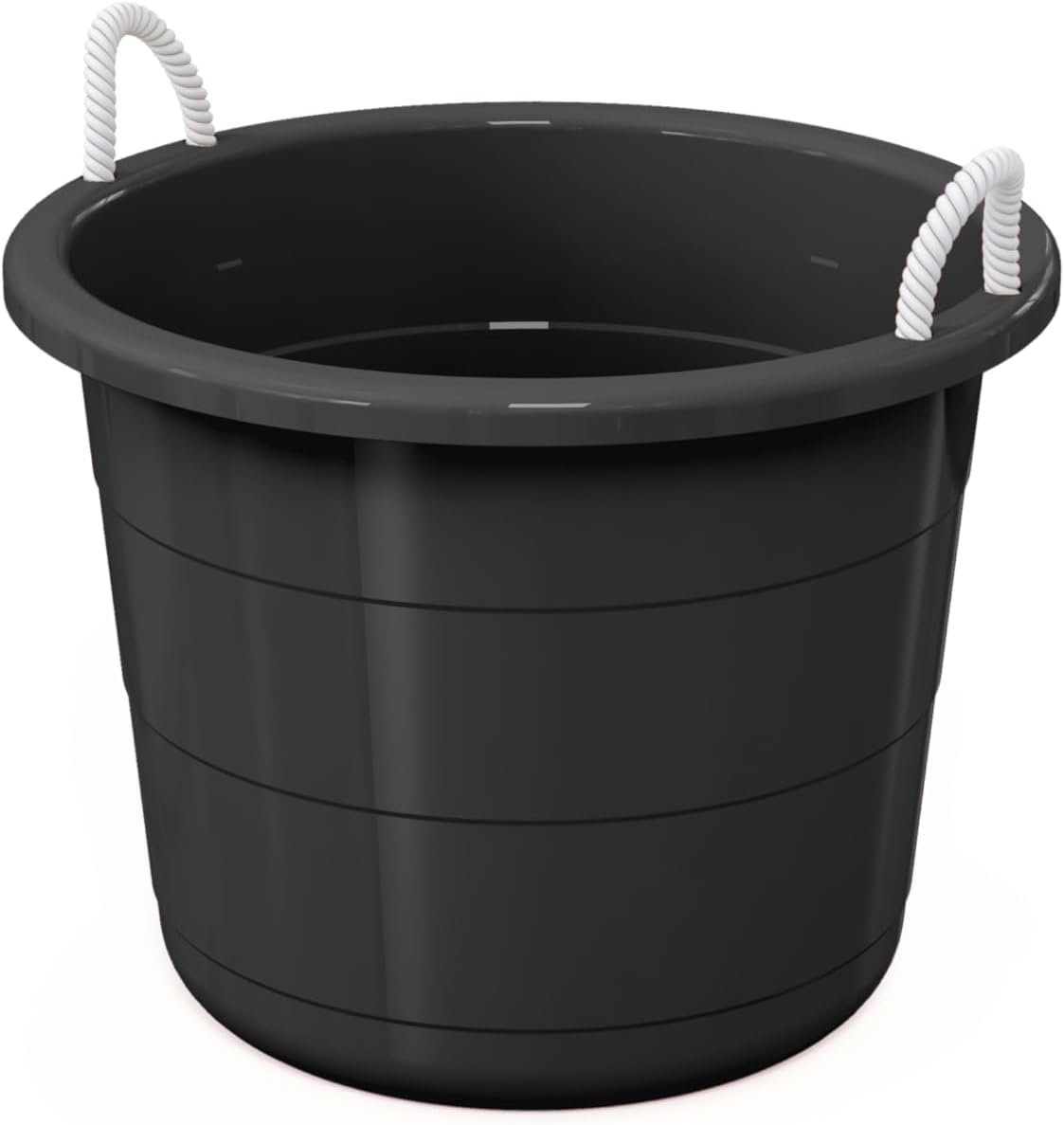 Arlmont & Co. 17 Gallon Black Plastic Tub With Rope Handles - Heavy ...