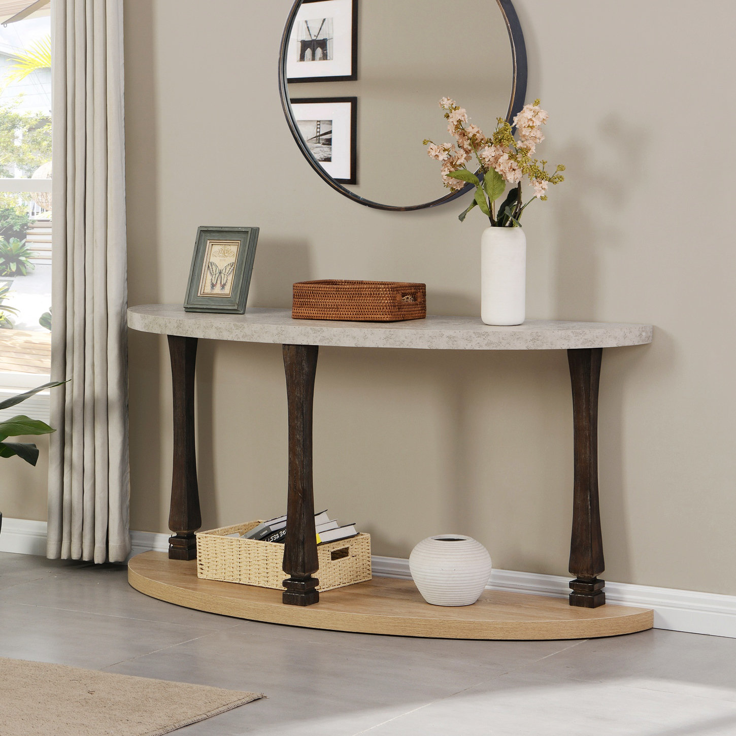 Darby Home Co Long Semi Circle Demilune Sofa Table, Half Moon Sturdy ...