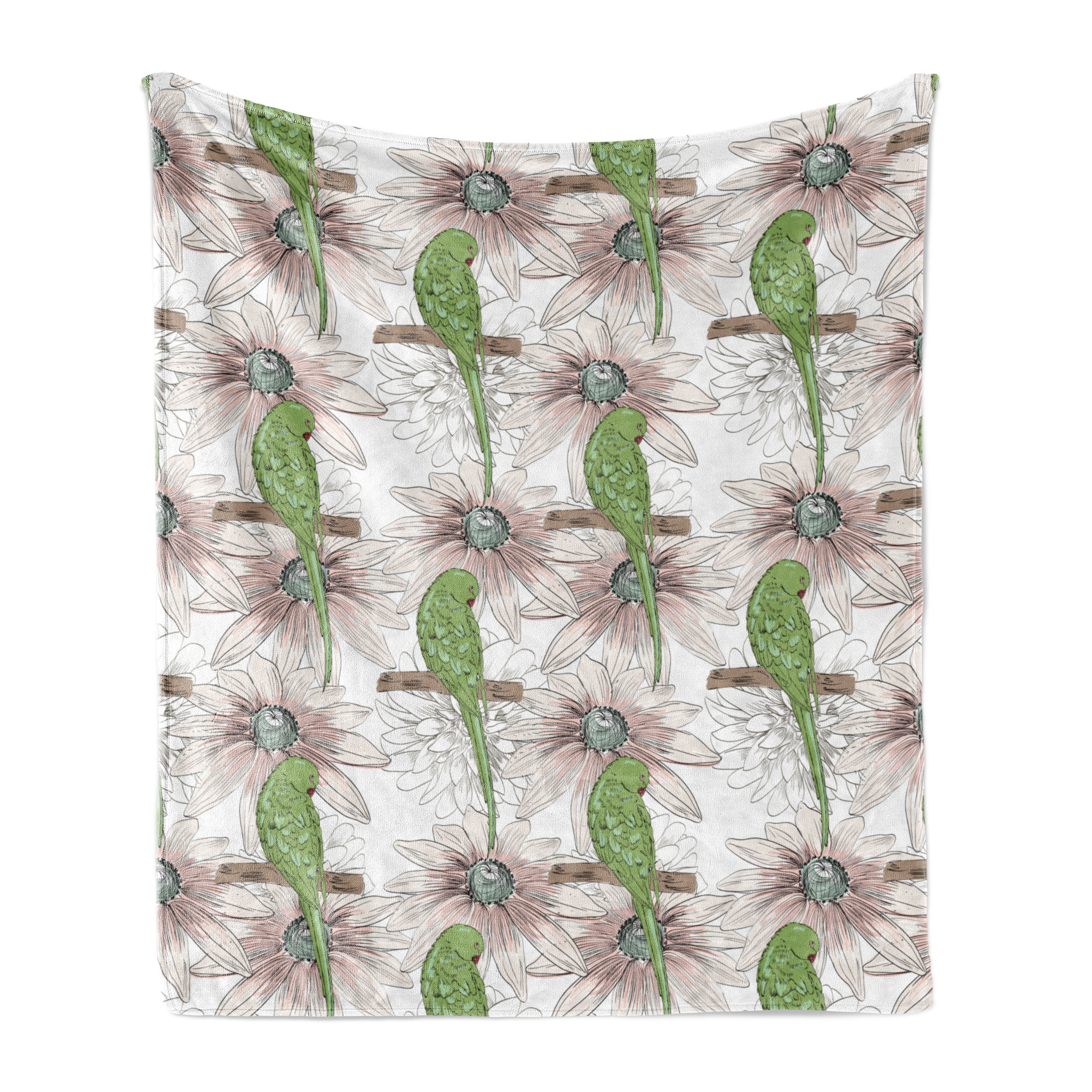 Ambesonne Bird Fleece Throw Blanket Vintage Birds and Flower Art | Wayfair