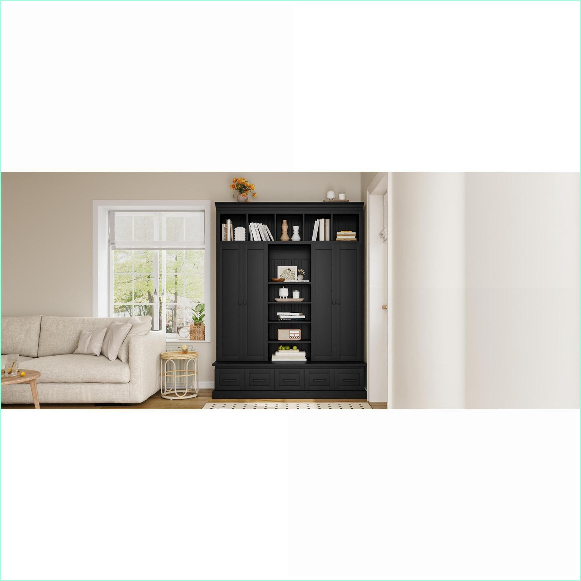 Latitude Run® Hall Trees Modern 78.7"H with Bench, 5 Cubbies, 4 Doors ...