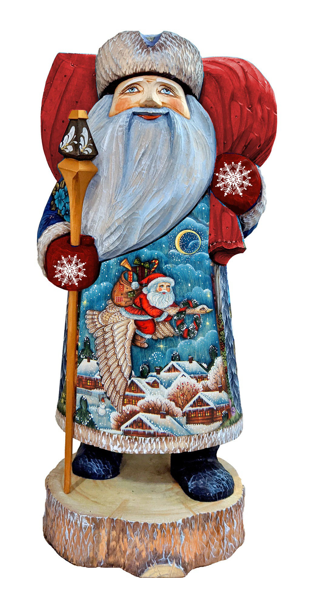 G Debrekht Masterpiece Wood Carved Santa's Goose Ride Santa Figurine ...