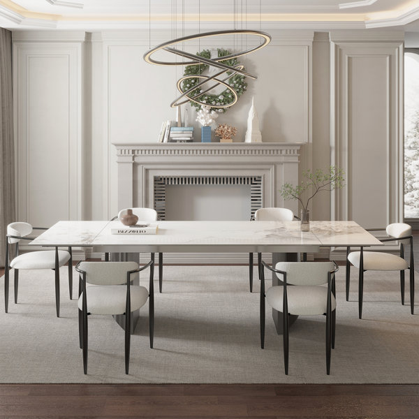 Everly Quinn Santrez 7 - Piece 94.48" Extendable Sintered Stone Dining ...