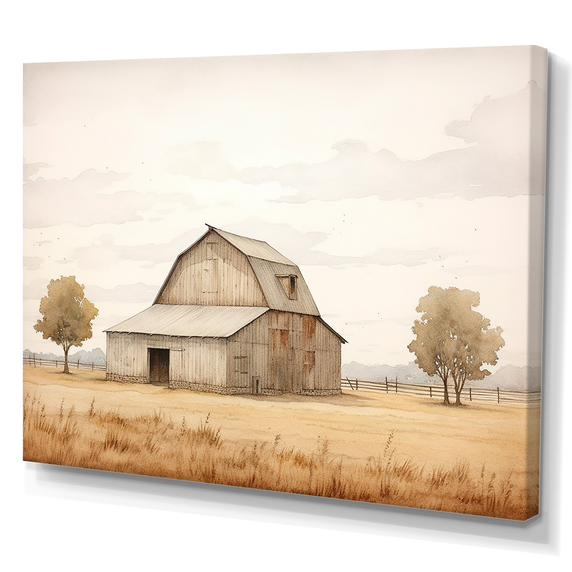 August Grove® Barn Scenery Minimalism Landscape I On Canvas Print | Wayfair