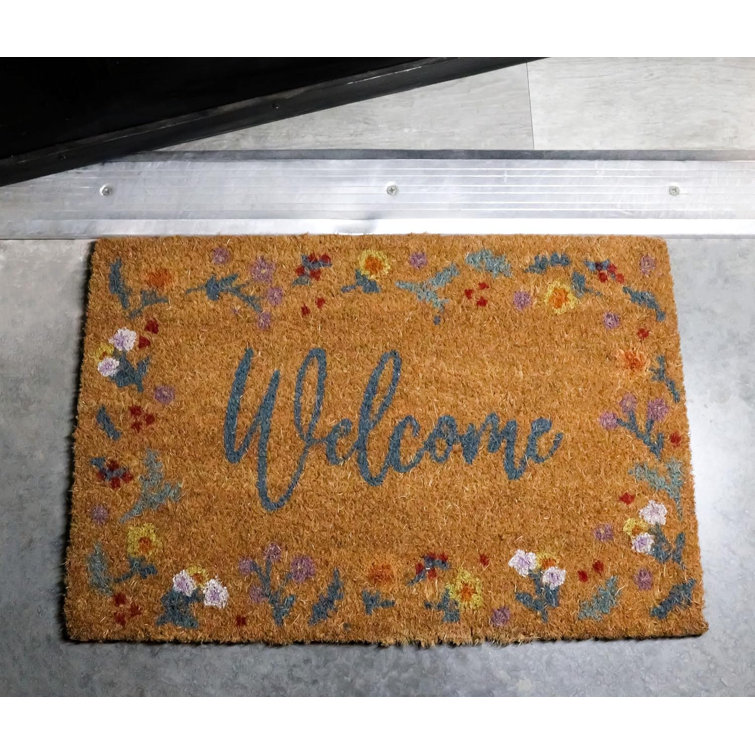 Wildon Home® Natural Botanical Welcome Coir Coconut Fiber Welcome Floor ...