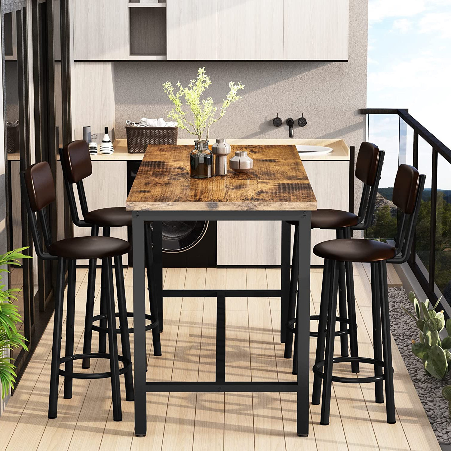 17 Stories Enchantyd 5 Piece Kitchen & Dining Room Set with 4 Stools ...