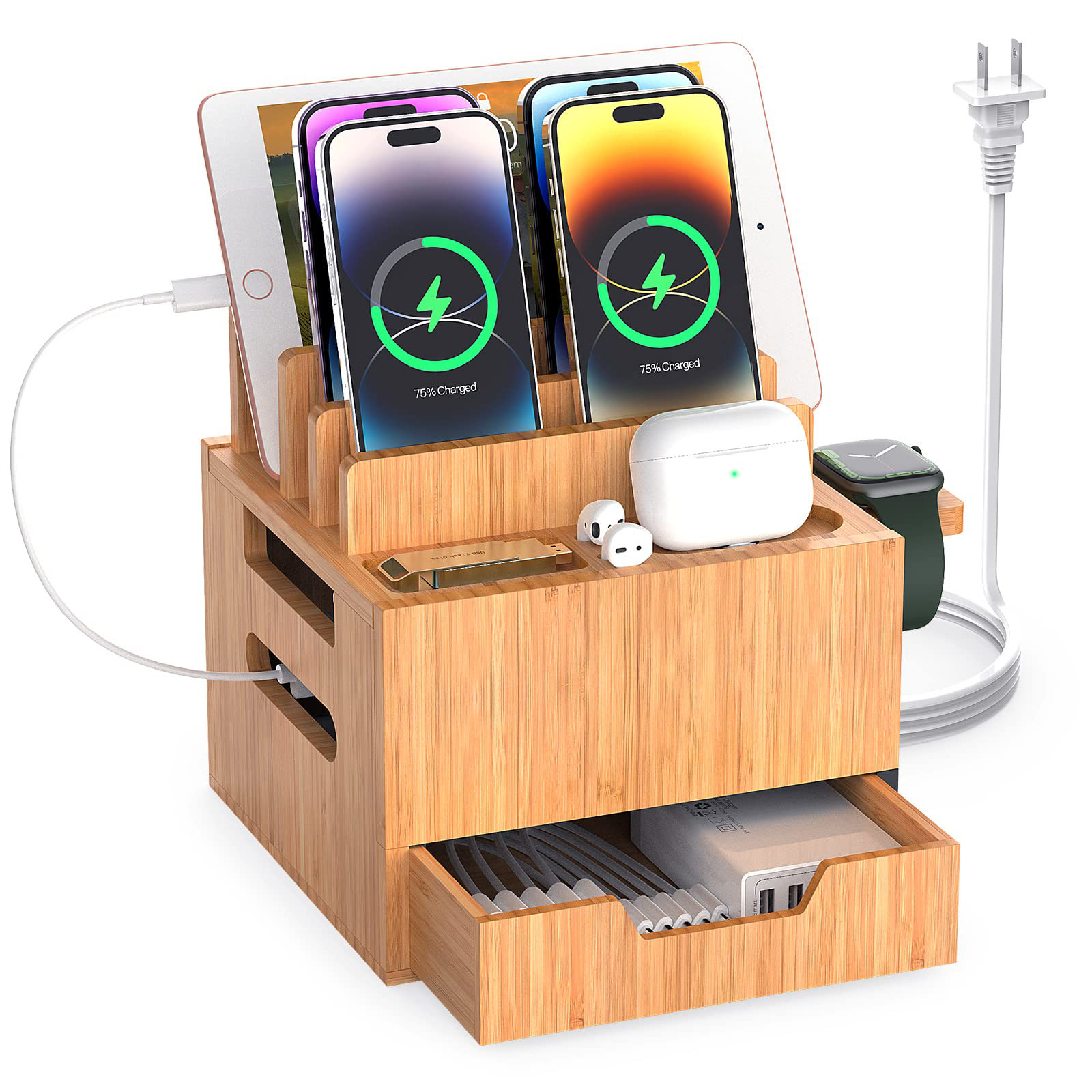 Latitude Run® Multi Device Charging Station, With Charger HUB Adapter ...