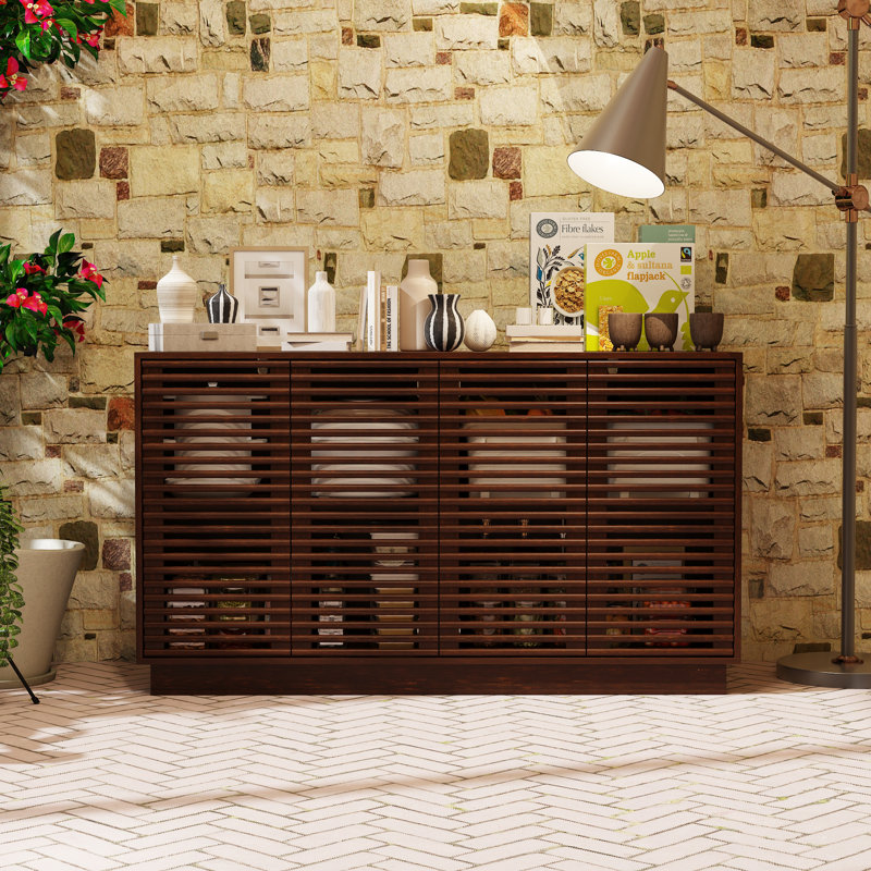 Millwood Pines Walnut Modern Vented Door Accent Cabinet With Adjustable ...