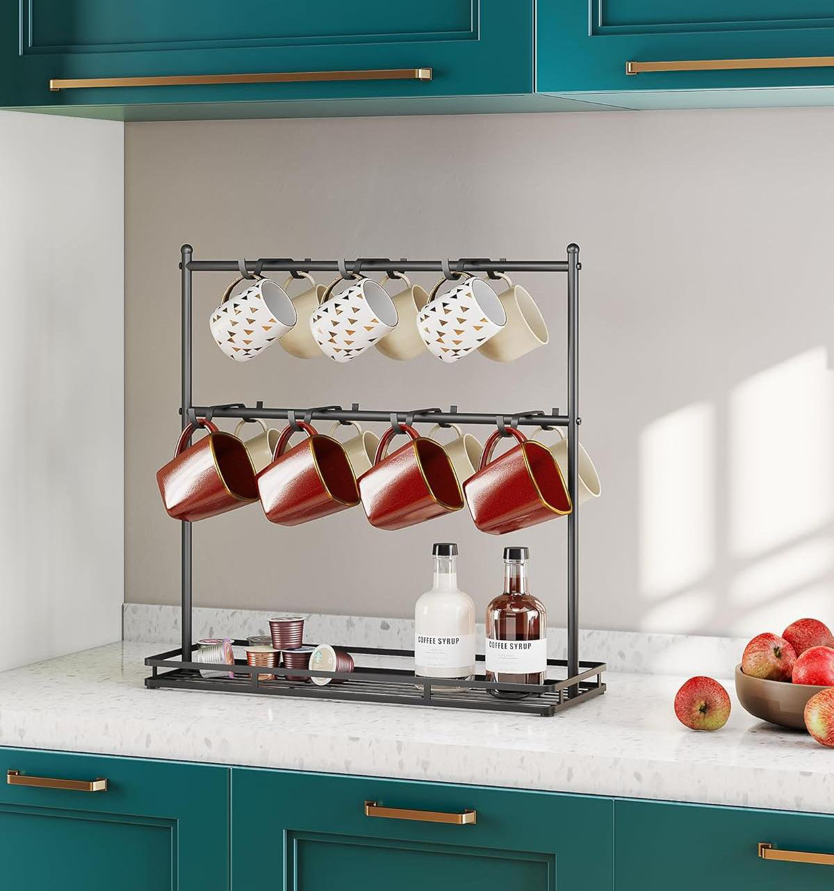 17 Stories Coffee Mug Holder For Countertop, 14-Hook Mug Tree Rack For ...