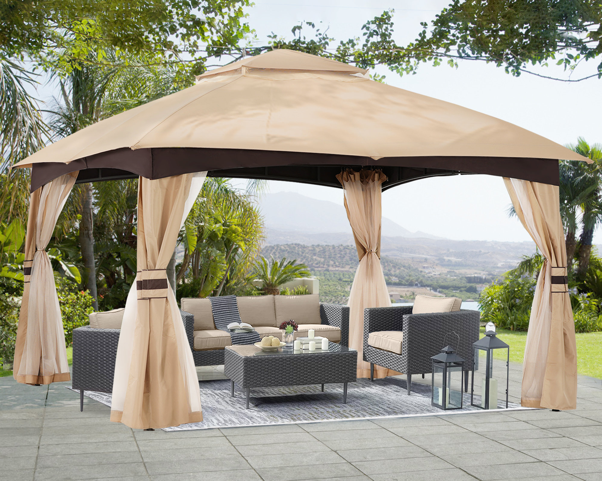 ABCCANOPY 12 ft. W x 10 ft. D Steel Patio Gazebo The Soft Roof Gazebos ...