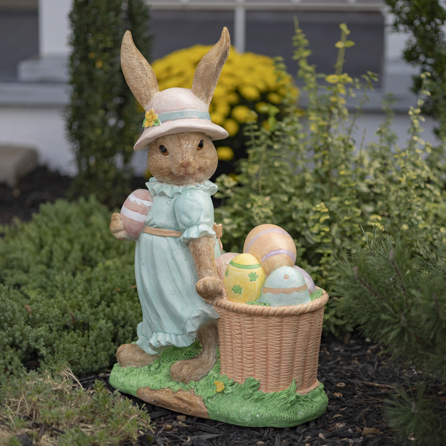 The Holiday Aisle® 24" Tall Magnesium Rabbit Garden Statue with Easter ...