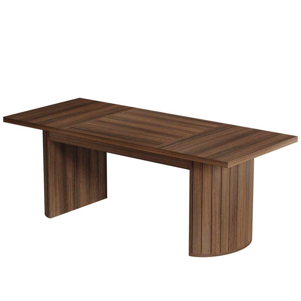 August Grove® 78.74" Farmhouse Walnut Wood Extra Long Dining Table with ...
