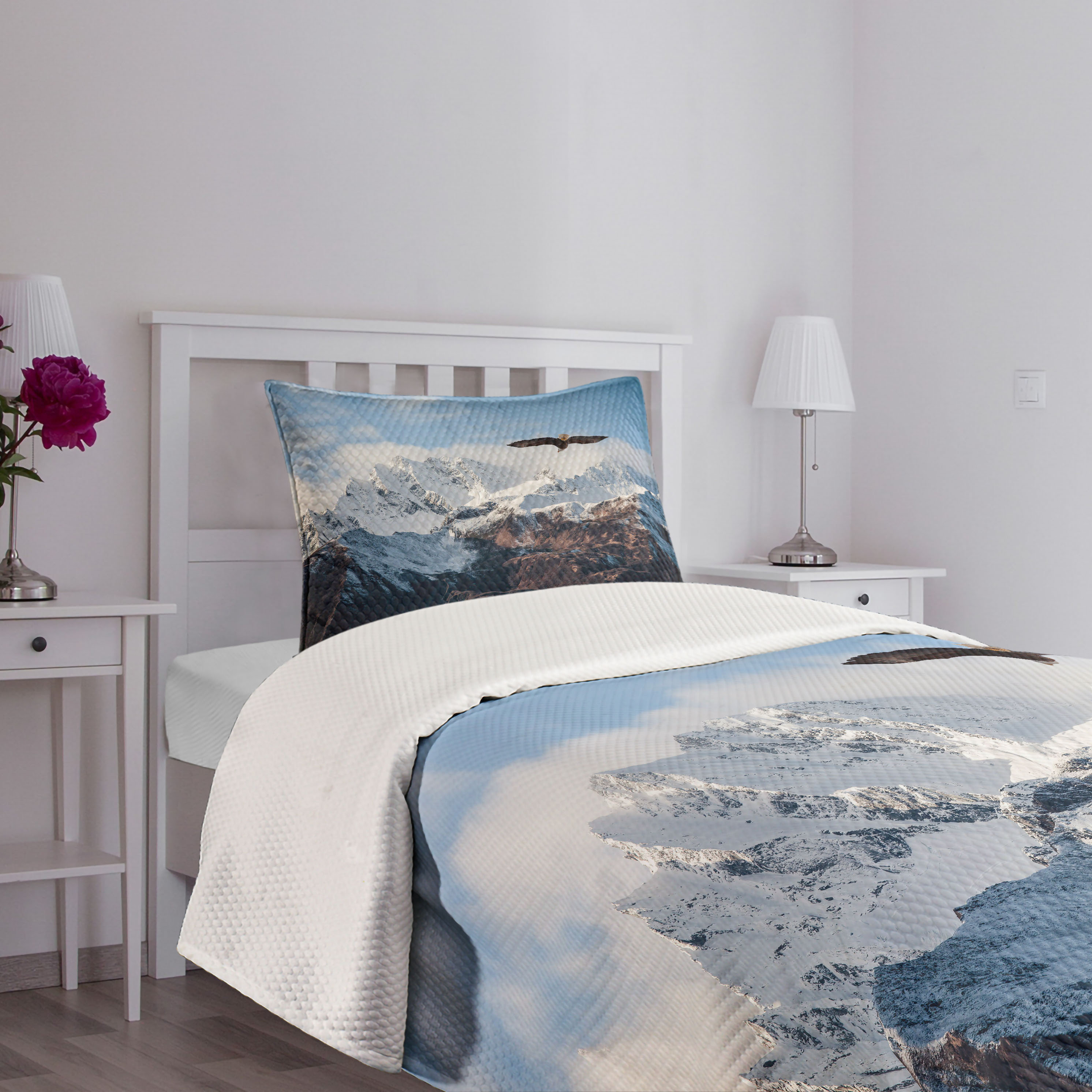 Ambesonne Nature Bedspread Mountain Flying Eagle | Wayfair