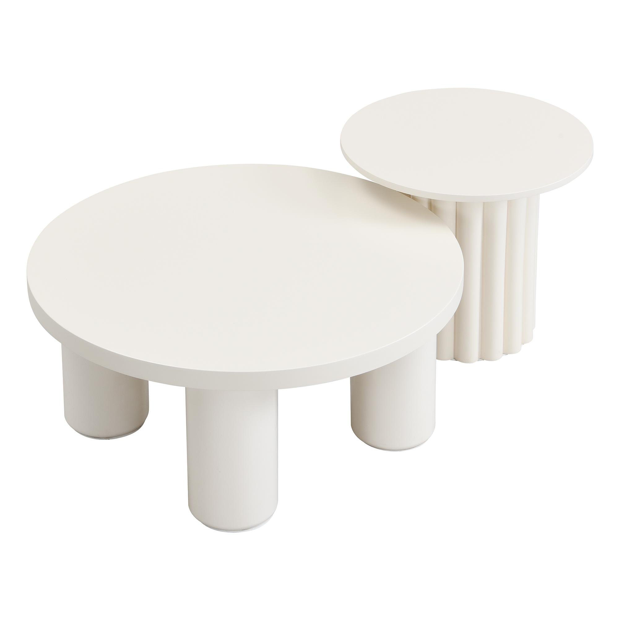 Brayden Studio® Modern Coffee Table Set of 2, Round Coffee Table with ...