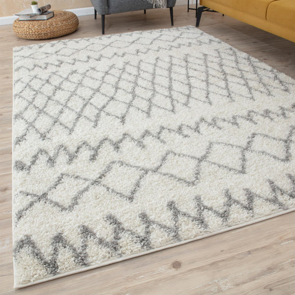 THE RUGS Moroccan Shaggy Collection Rugs Moroccan Design in Ivory/Grey ...