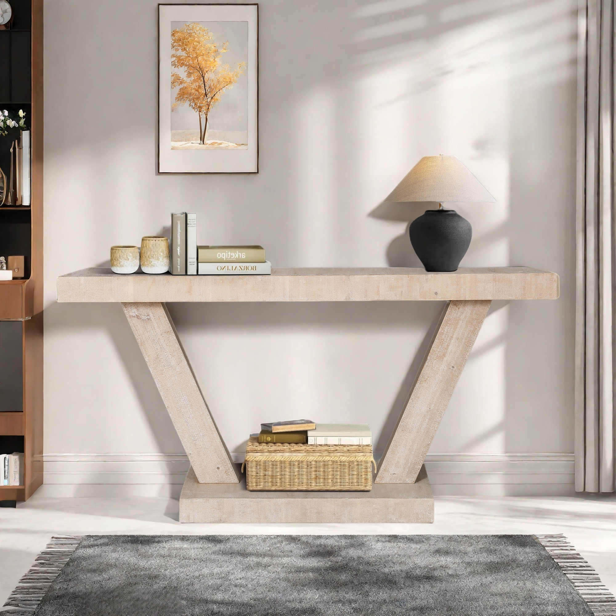 Latitude Run® Vintage Console Table With 2-tier Stability And Trapezoid Design | Wayfair
