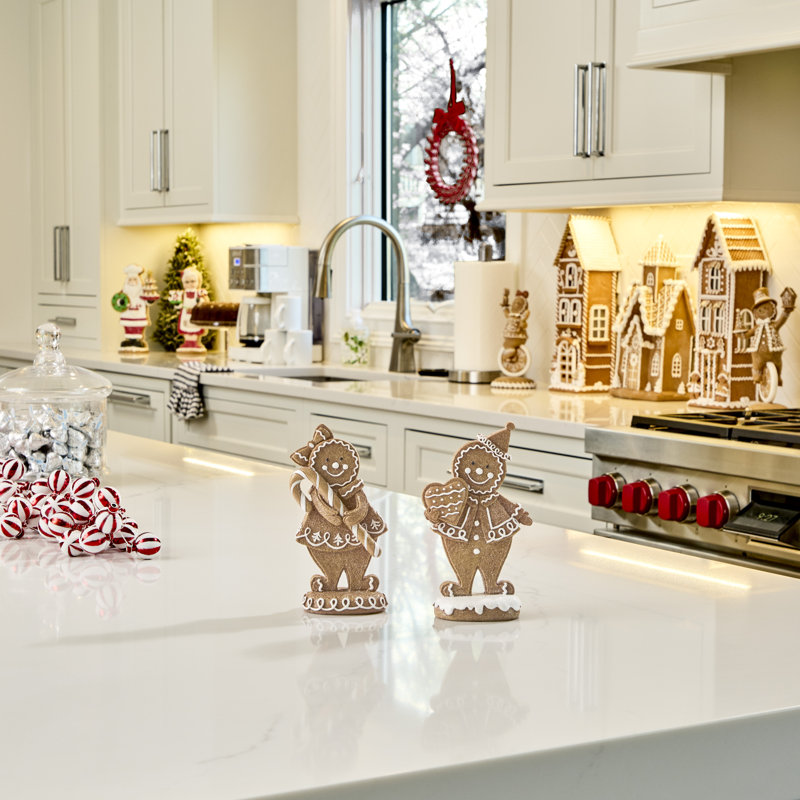 The Holiday Aisle® 6" Resin Gingerbread Boy and Girl Set of 2 | Wayfair