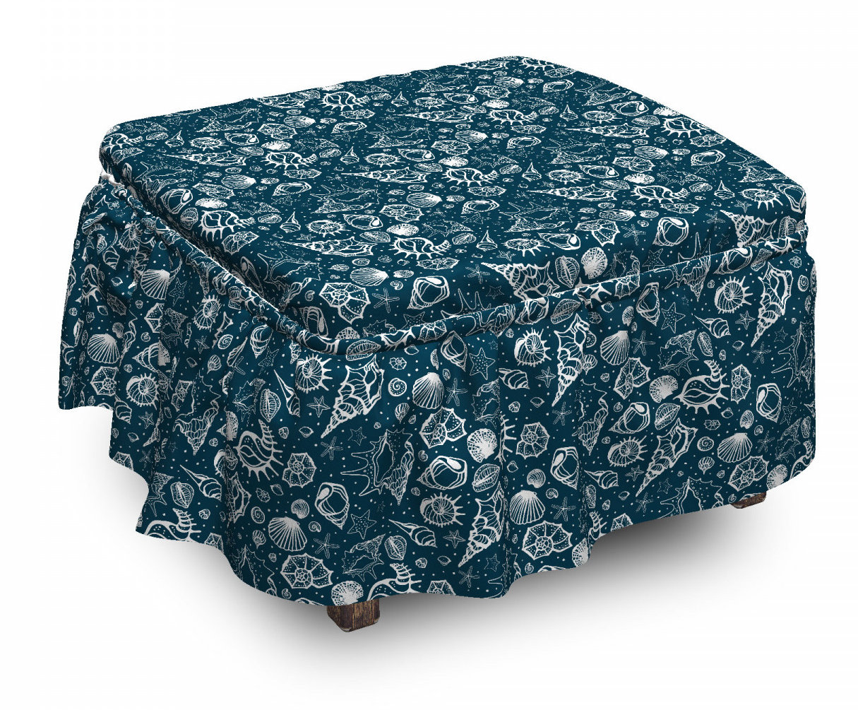 East Urban Home Sea Shells Art Ottoman Slipcover | Wayfair