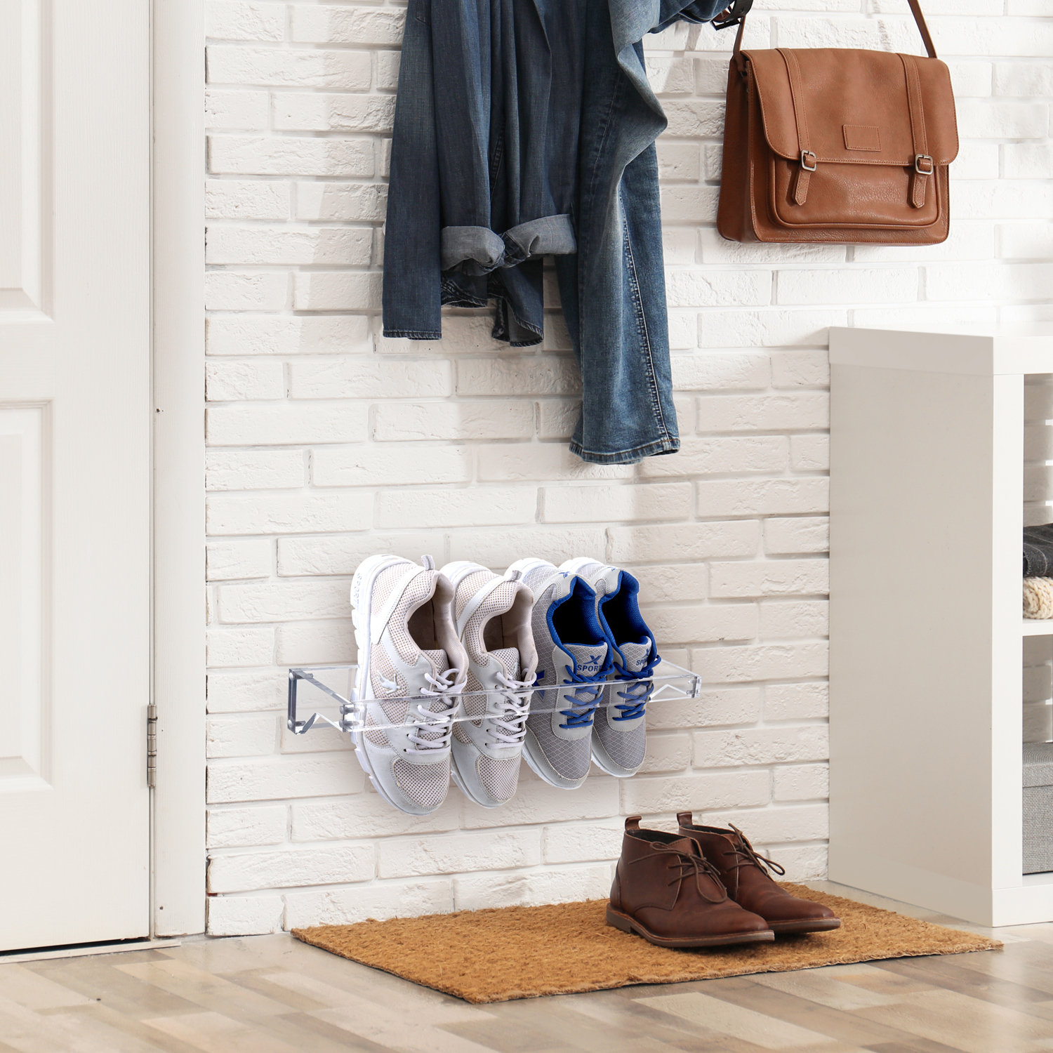 Rebrilliant 2 Piece Wall Clear Acrylic Shoe Storage Rack | Wayfair