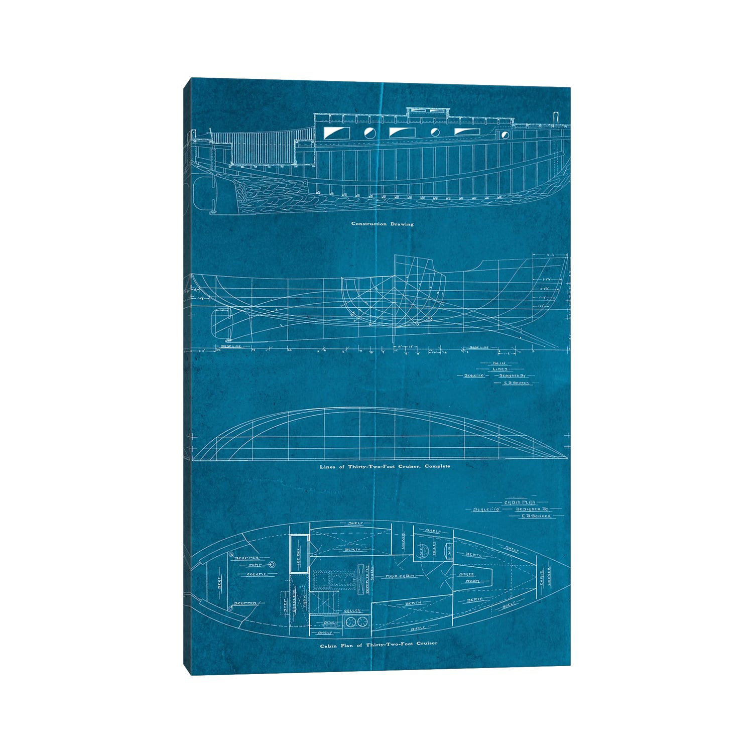 East Urban Home Boat Blueprints I by Piddix - Wrapped Canvas Gallery ...