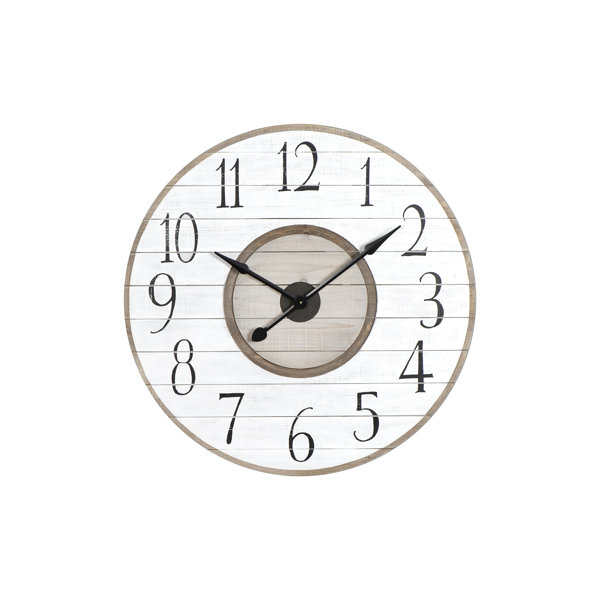 Gracie Oaks Killebrew Round Wood Slat Wall Clock with Distressed Finish ...