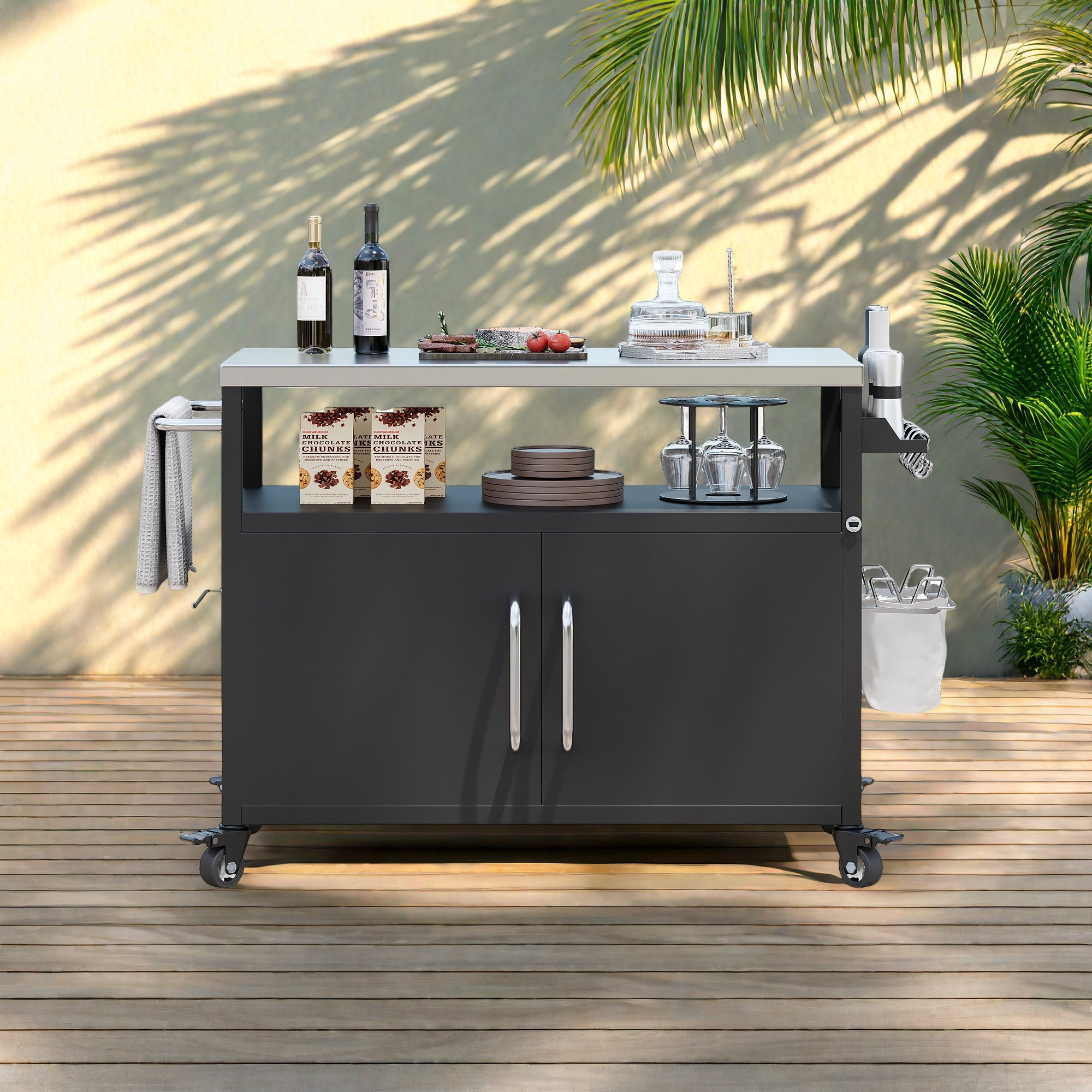 mosaicmotifco Outdoor Kitchen Island With Stainless Steel Tabletop ...