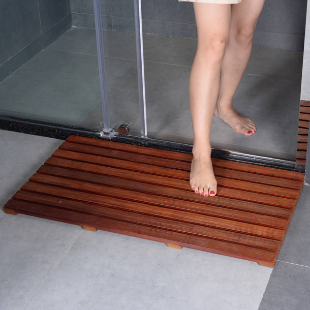 Highland Dunes Mccollough Teak & Wood Reversible Shower Mat & Reviews ...