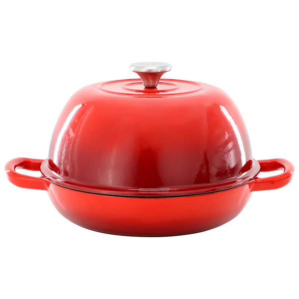 MegaChef 6 Quart Enameled Cast Iron Bread Pot in Red with Baking Mat ...