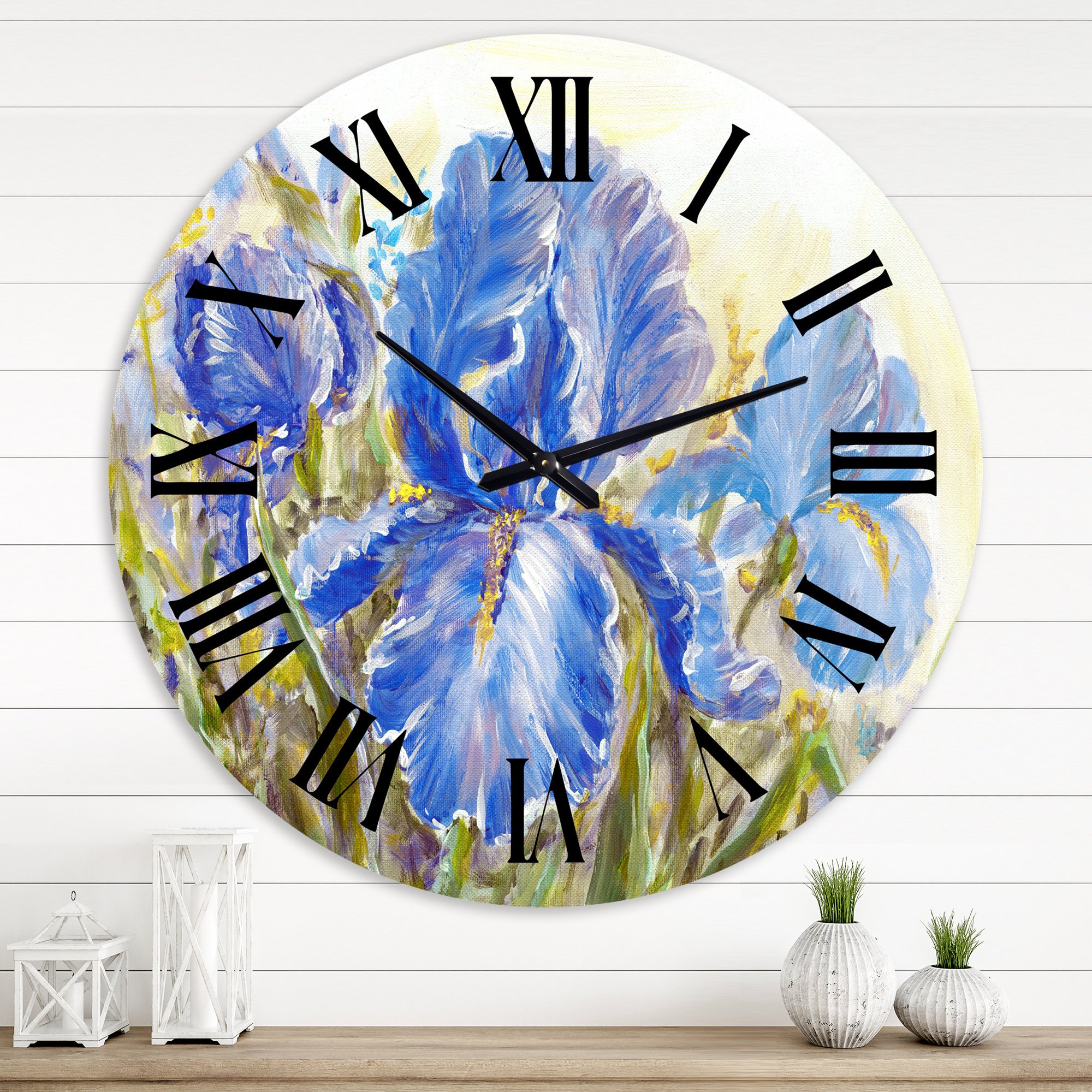 East Urban Home Irises Blossoming Flowers - Traditional wall clock ...