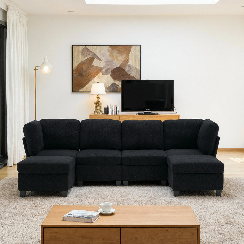 Latitude Run® Freely Combinable 6-Seater Sectional Sofa with Ottoman ...