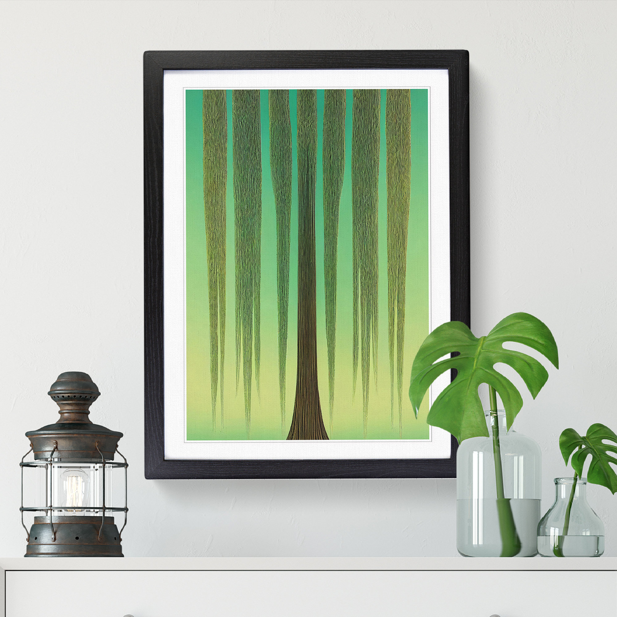 Metro Lane Weeping Willow Tree Art Nouveau - Picture Frame Print ...