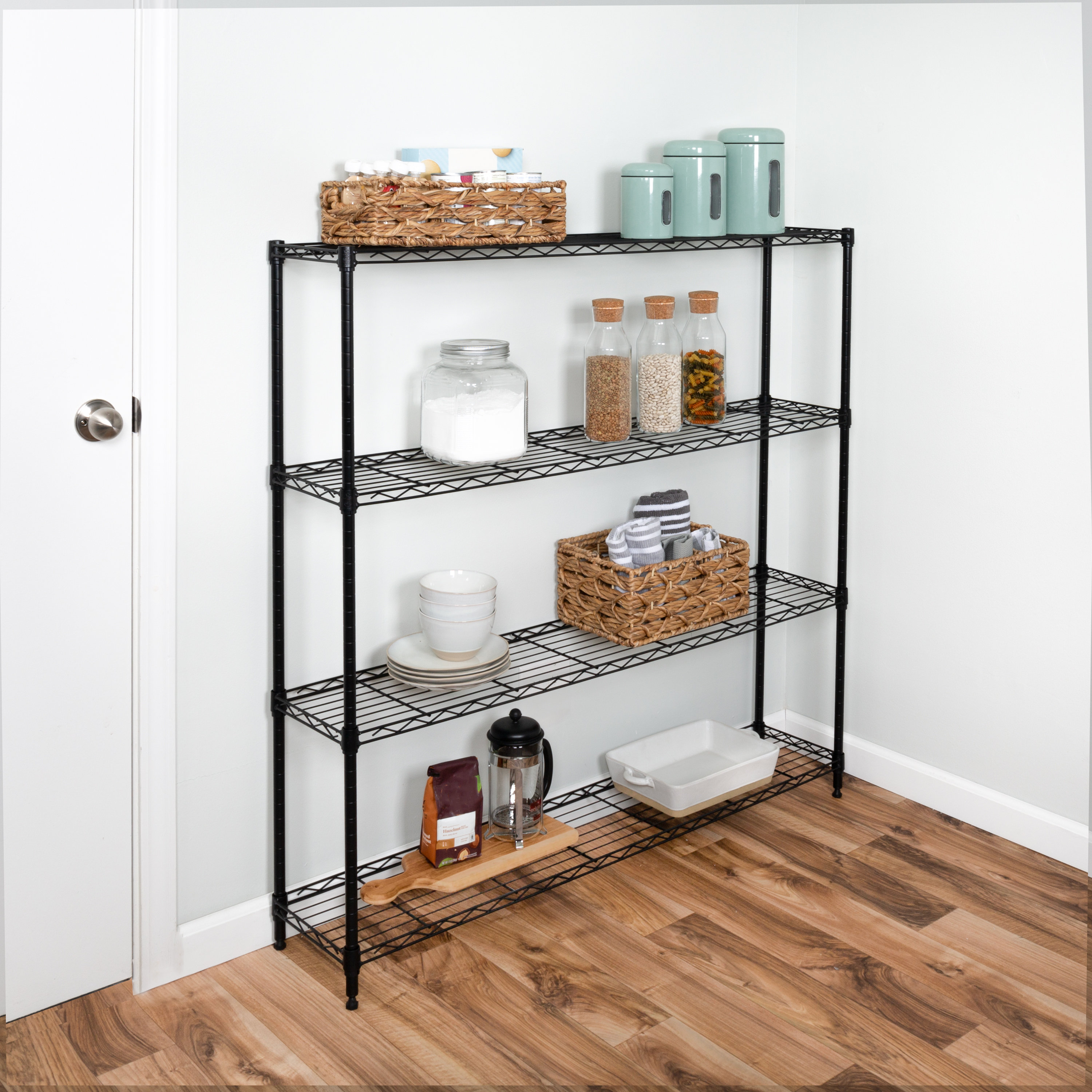 17 Stories 4-Tier Narrow Wire Shelving, Black | Wayfair