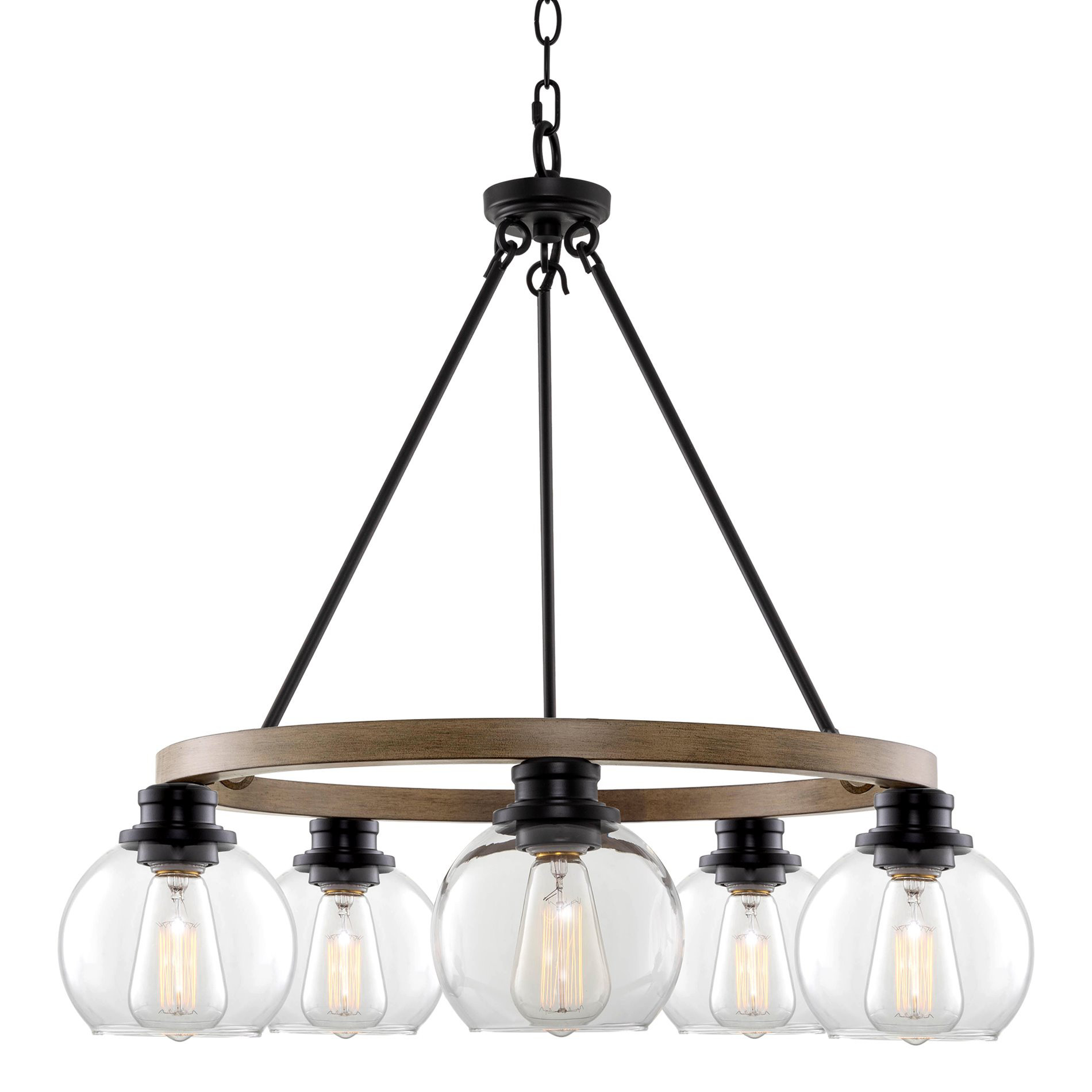 August Grove® Coryon 24.5" 5-Light Industrial Rustic Farmhouse Wagon ...